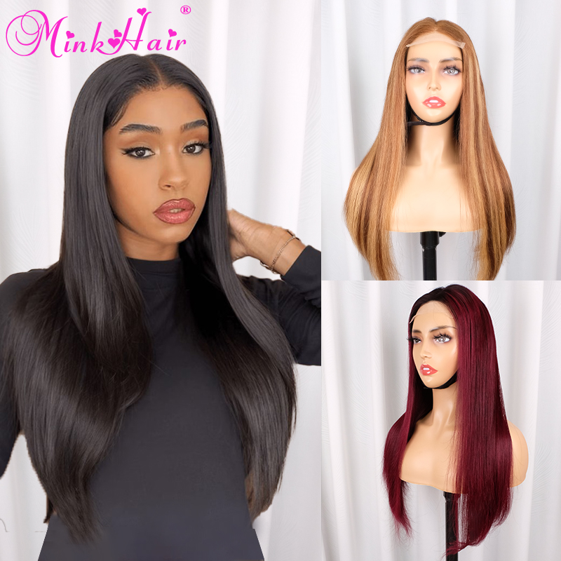 BIG SALE! 20inch #1B #2 #1B/4 #4/27 #1B/99j Colored Wig 4x4 Transparent ...